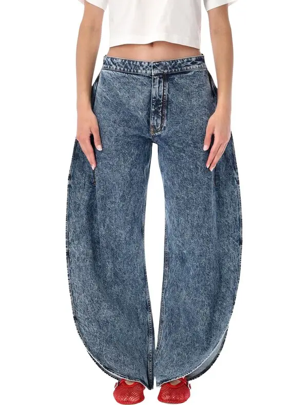 Alaïa Sculptural Curved-hem Slit-leg Tailored Trousers - Blue Neige