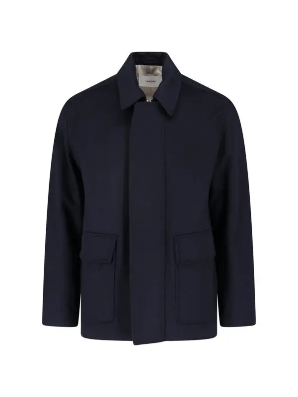 LARDINI Wool Short Coat With Patch Pockets