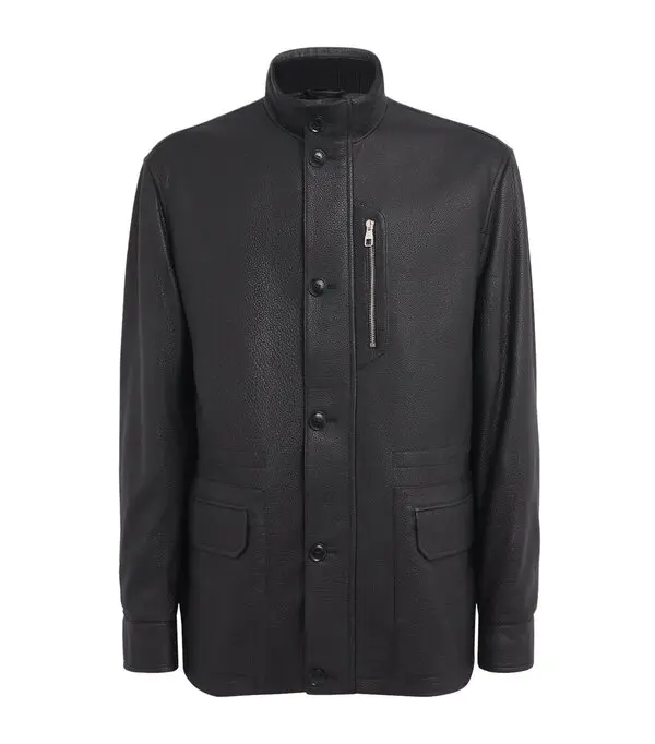 BRETT JOHNSON Deerskin Field Jacket With Stand Collar