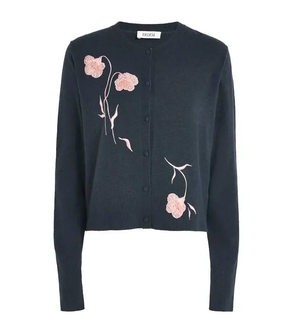 Erdem Embroidered Fitted Cardigan - Green