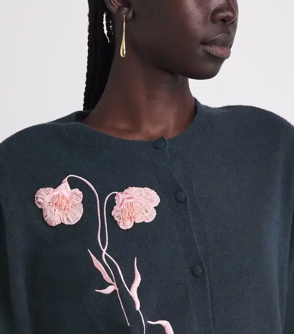 Erdem Embroidered Fitted Cardigan