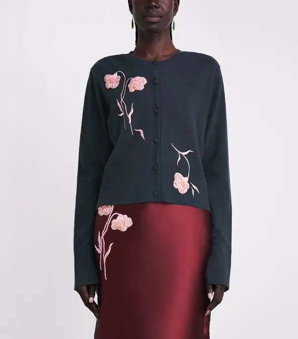 Erdem Embroidered Fitted Cardigan