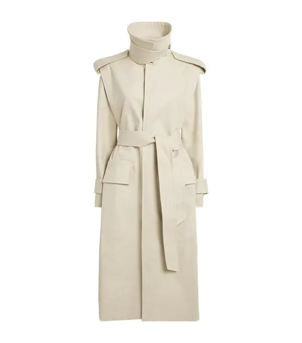 Victoria Beckham Philippa Cotton Trench Coat - Beige