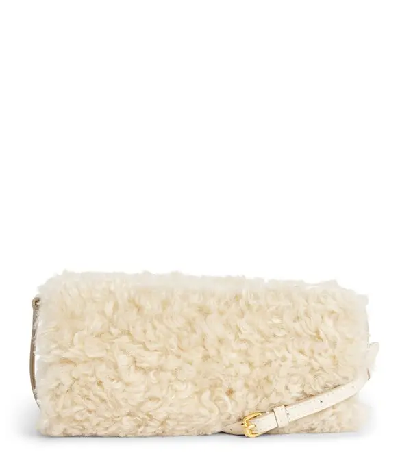 Stella McCartney Faux Shearling Logo Bracelet Shoulder Bag