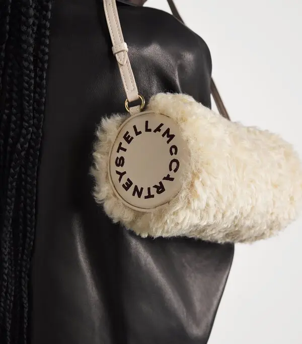 Stella McCartney Faux Shearling Logo Bracelet Shoulder Bag