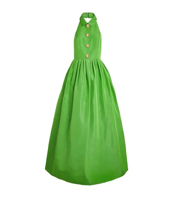 Carolina Herrera Silk Collared Halterneck Gown