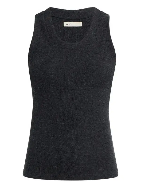 Khaite Isha Sleeveless Ribbed Knit Top - Black