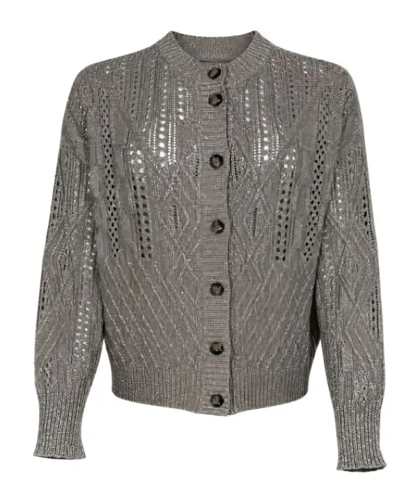 D.exterior Crew Neck Cut-out Knit Top