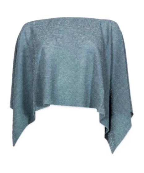 D.exterior Asymmetrical Knitted Shawl With Metallic Thread Detailing