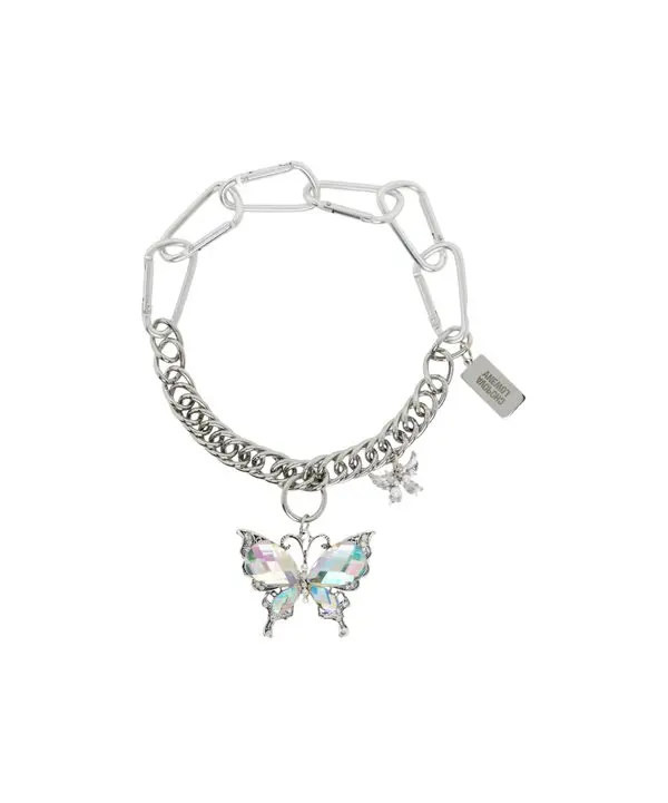 CHOPOVA LOWENA Double Butterfly Carabiner Necklace - Silver