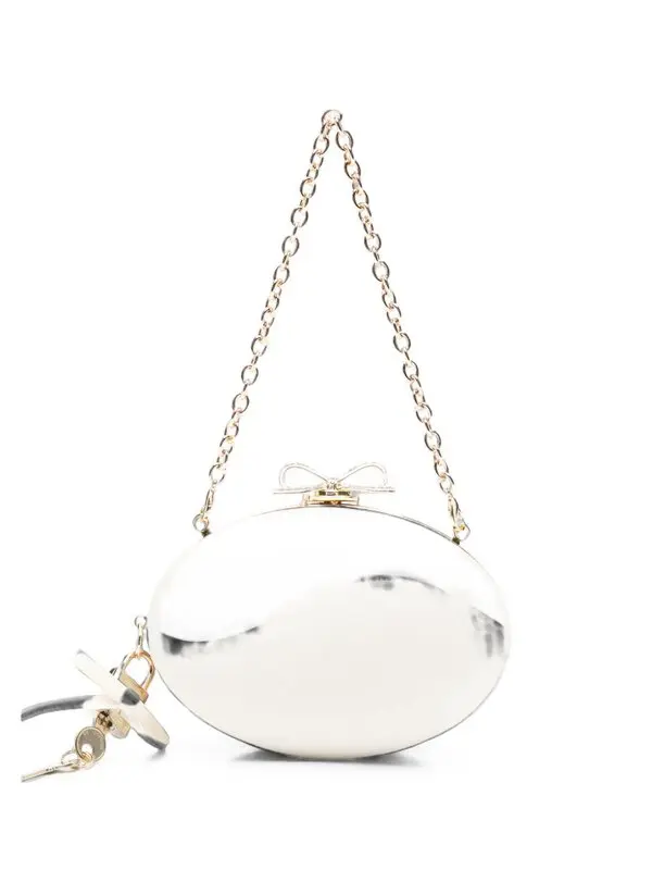 SELF-PORTRAIT Satin Clutch With Embellished Bow Clasp
