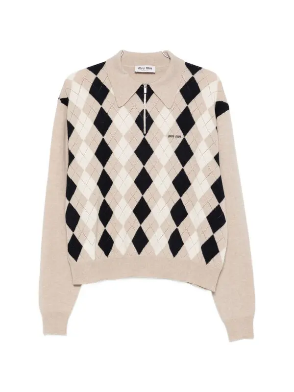 Miu Miu Logo Cashmere Polo Shirt