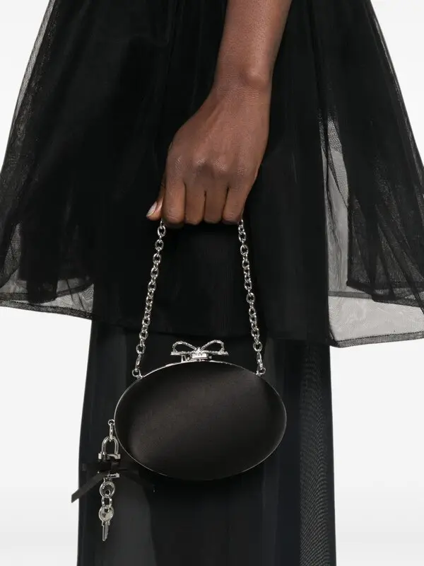 SELF-PORTRAIT Embellished Bow Clasp Clutch With Chain Strap