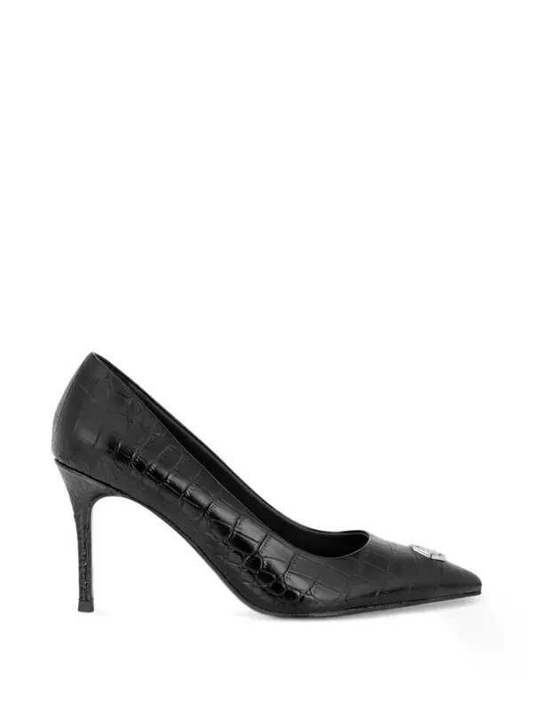 Philipp Plein Leather Decollete Pumps H85 Cocco Print Hexagon