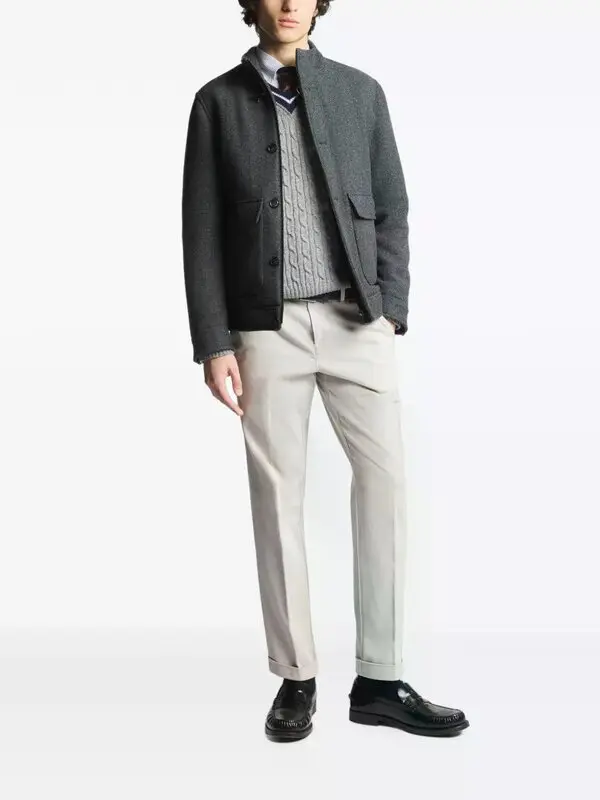 FAY Herringbone-pattern Hook-fastening Coat