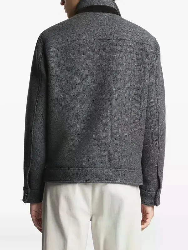 FAY Herringbone-pattern Hook-fastening Coat
