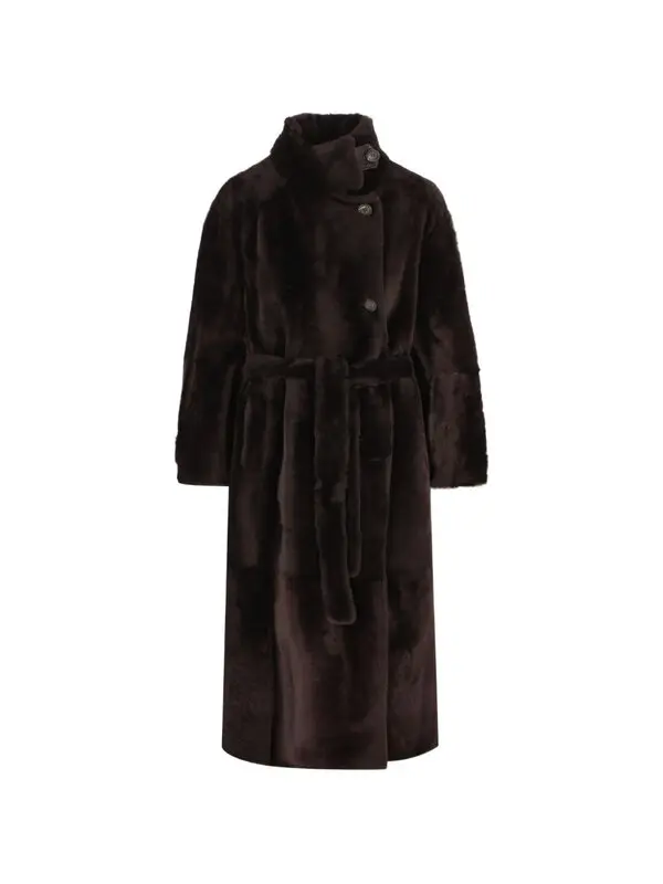 Brunello Cucinelli Belted Shearling Coat