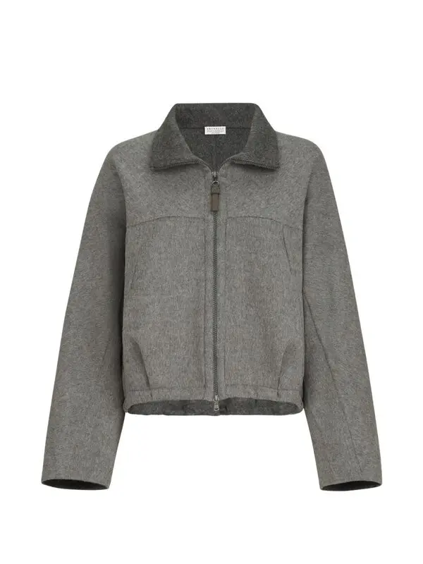 Brunello Cucinelli Virgin Wool Double Cloth Bomber Jacket - Multicolor