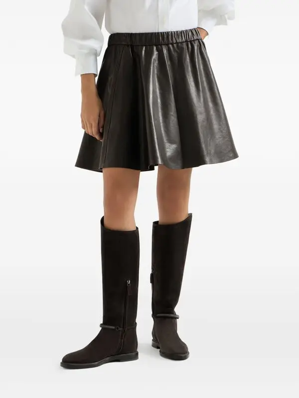 Brunello Cucinelli Leather Mini Skirt