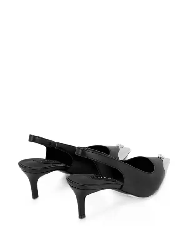 Philipp Plein Leather Slingback Skull Toe Pumps