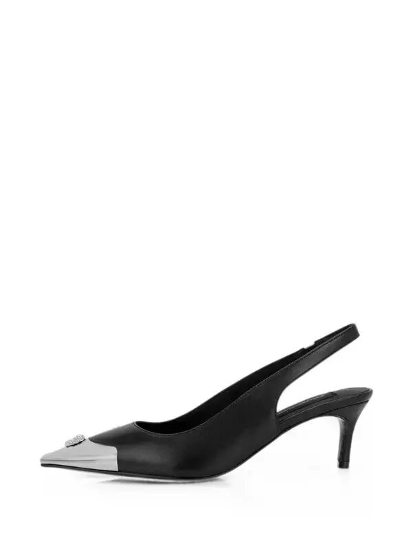Philipp Plein Leather Slingback Skull Toe Pumps