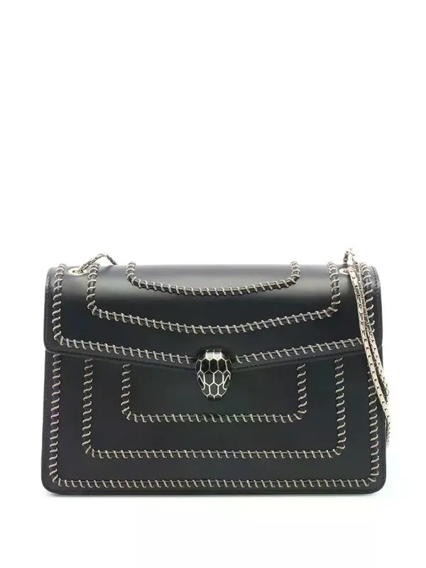 BVLGARI Leather Serpenti Forever Shoulder Bag - Black