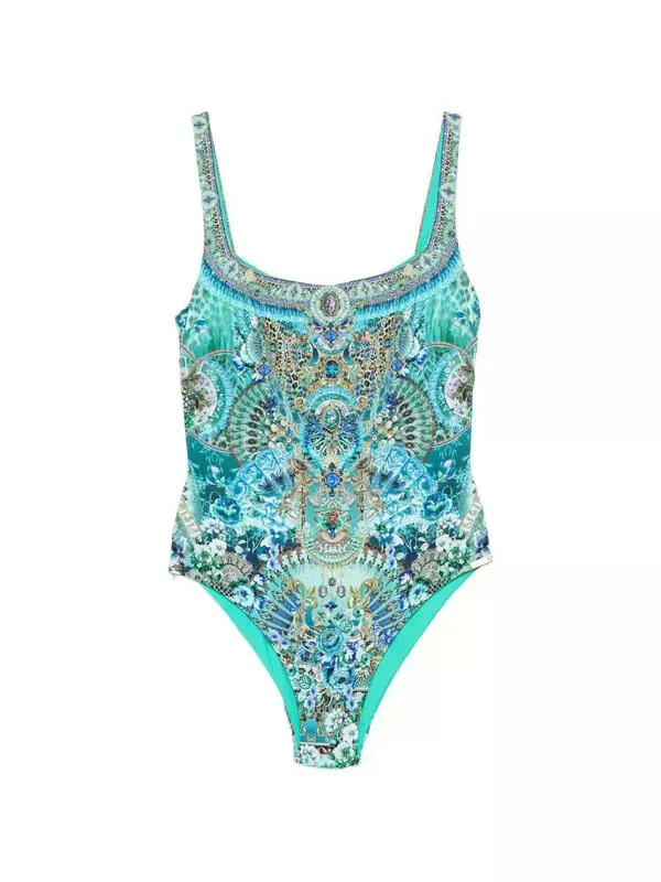 Camilla Crystal-embellished Graphic-print Swimsuit