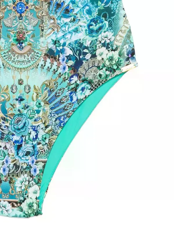 Camilla Embellished Graphic-print Swimsuit - Blue