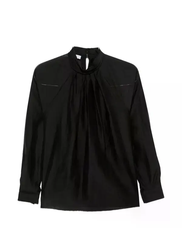 ZANETTI High-neck Gathered Blouse