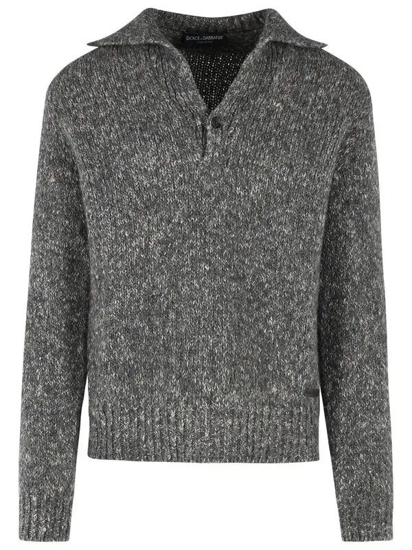 Dolce & Gabbana Grey Virgin Wool Blend Polo Shirt