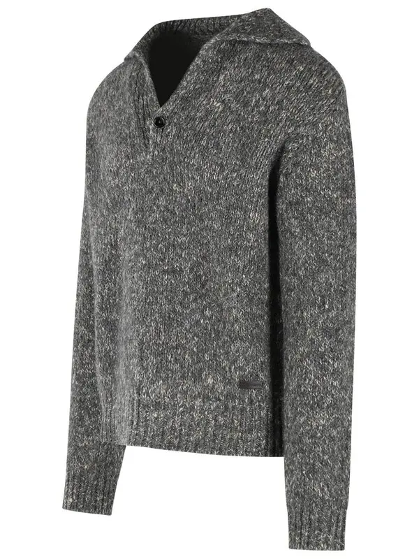Dolce & Gabbana Grey Virgin Wool Blend Polo Shirt