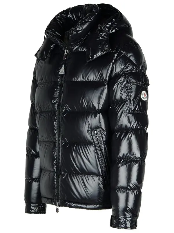 Moncler Maya Shiny Nylon Down Jacket - Black