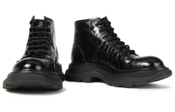 Alexander McQueen Crocodile Effect Hybrid Boots