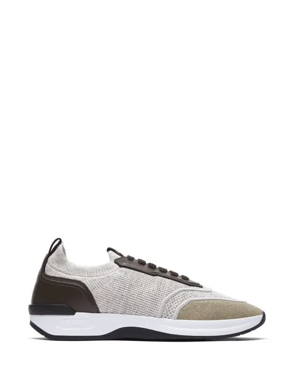 Brioni Cotton And Linen Blend Lace-up Sneakers - Multicolor