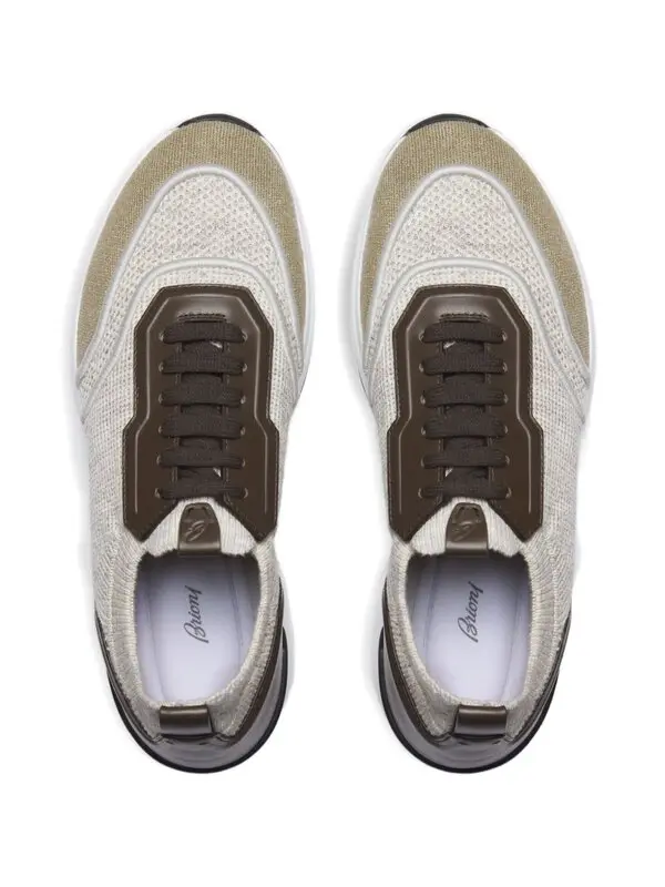 Brioni Cotton And Linen Blend Lace-up Sneakers - Multicolor