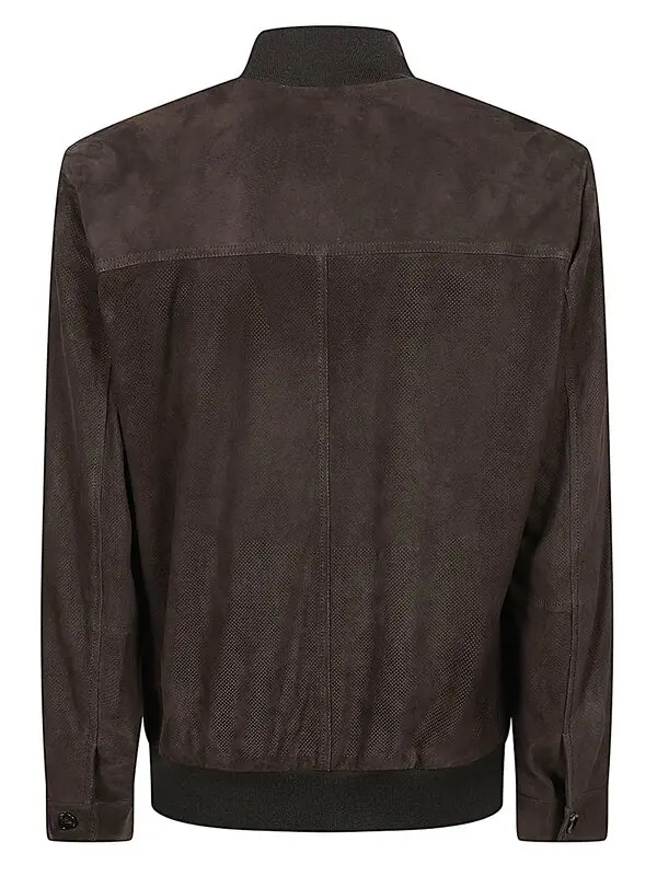 Brioni Suede Leather Jacket With Horn Buttons - Multicolor