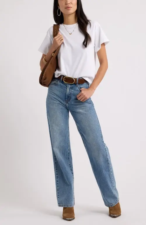Treasure & Bond Essential Cotton T-shirt With Dropped Shoulders - White