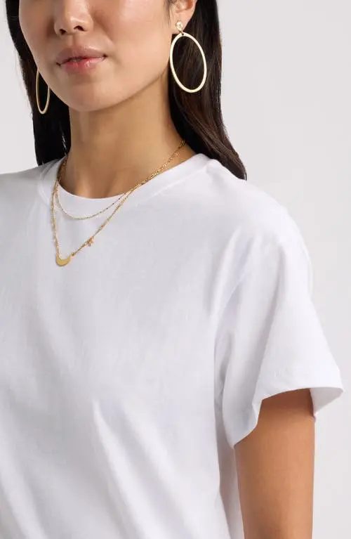 Treasure & Bond Essential Cotton T-shirt With Dropped Shoulders - White