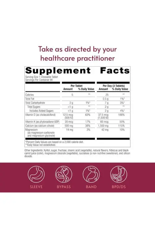 BARIATRIC ADVANTAGE Calcium Citrate Chewable 500mg With Vitamin D3 Cinnamon Flavor 90 Count - None