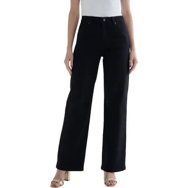 Roaman's 360º Stretch 5 Pocket Wide Leg Jean - Black