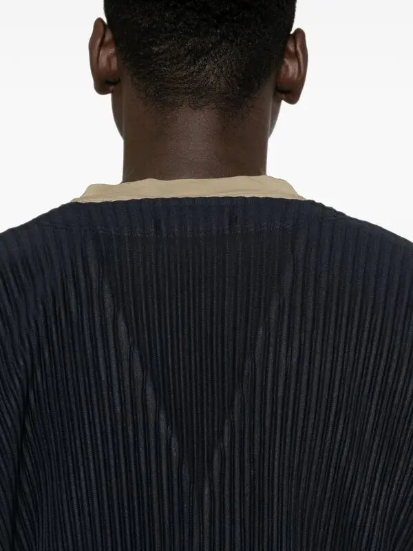 Issey Miyake Homme Plissé Pleated V-neck Cardigan - Multicolor
