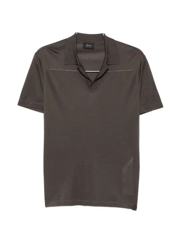 Brioni Piquet Silk Polo Shirt