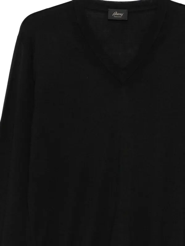 Brioni Black V-neck Long Sleeve Knitwear