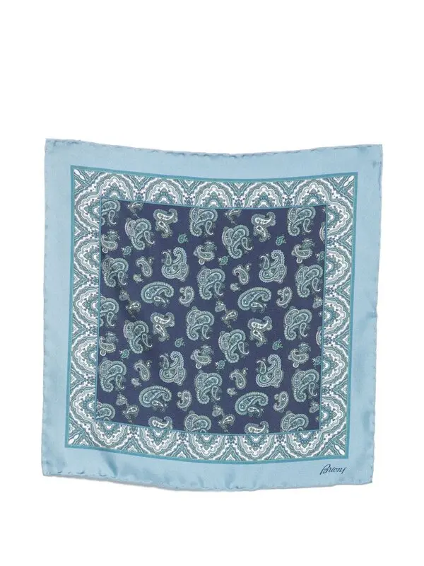 Brioni Printed Silk Pocket Square