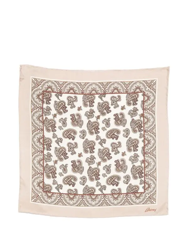 Brioni Printed Silk Pocket Square - Multicolor
