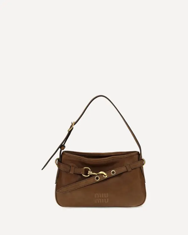 Miu Miu Leather Shoulder Bag With Buckle Detail