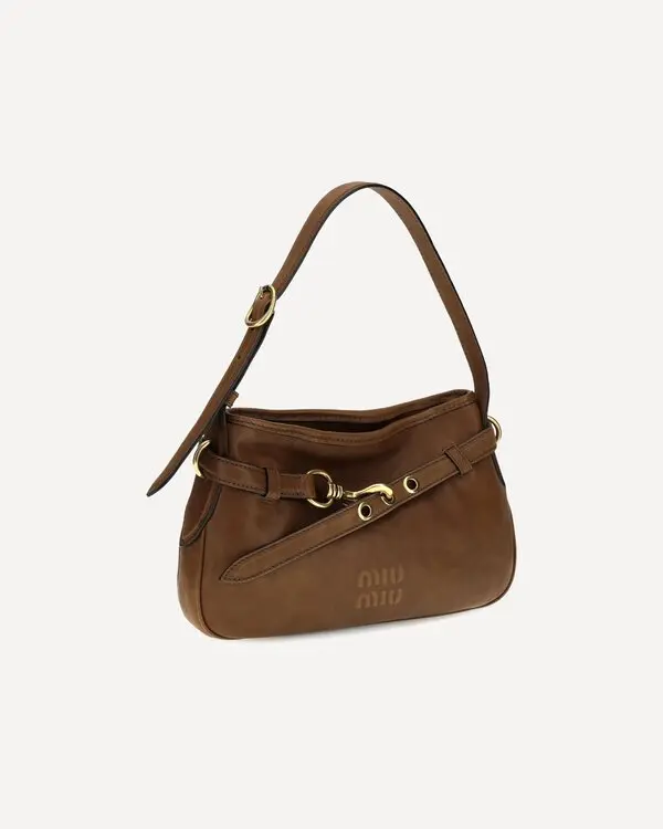 Miu Miu Leather Shoulder Bag With Buckle Detail