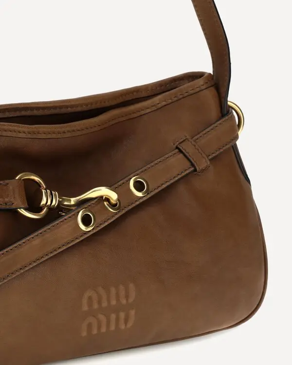 Miu Miu Leather Shoulder Bag With Buckle Detail