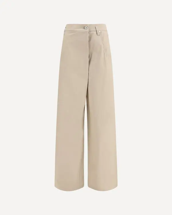 Brunello Cucinelli Wide-leg Cotton Pants With Monili