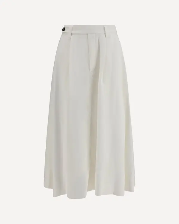 Brunello Cucinelli Fluid Twill Tailored Skirt With Monili